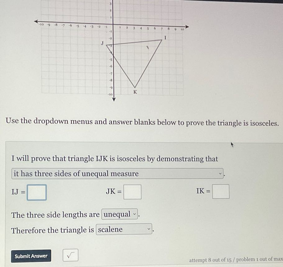 Use the dropdown menus and answer blanks below to prove the triang| TutorEva