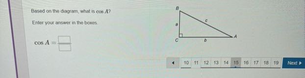 Based on the diagram what is cosA Enter your answer in the boxes | TutorEva
